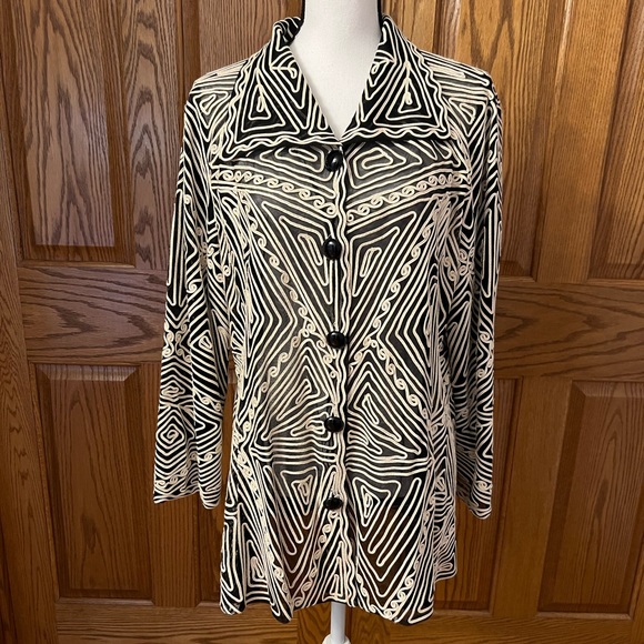 Coldwater Creek | Tops | Coldwater Creek Black Buttondown Blouse With ...